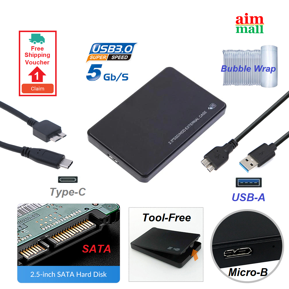 USB 3.0 2.5 inch SATA SSD HDD Enclosure Case External Hard Disk Case ...