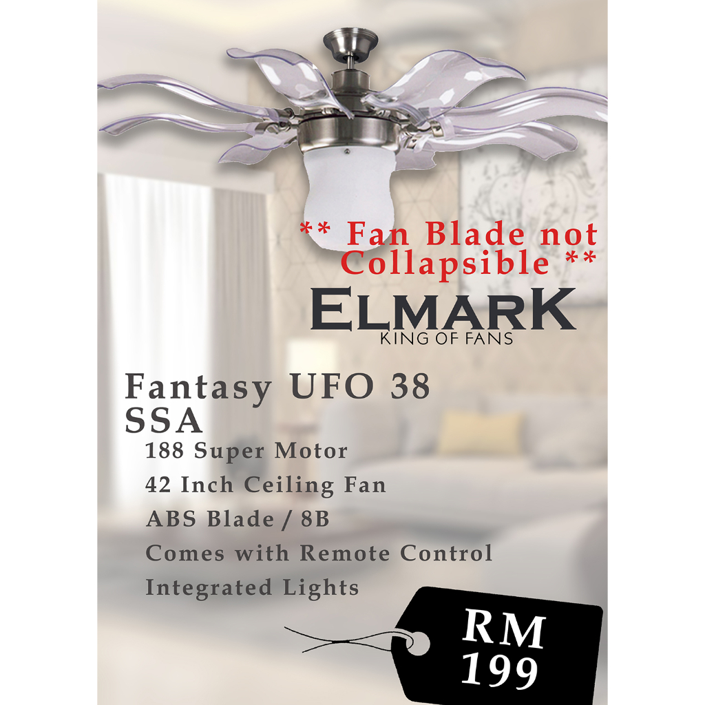 Ceiling Fan Elmark 42" Fantasy UFO | 遥控风扇 | Shopee Malaysia