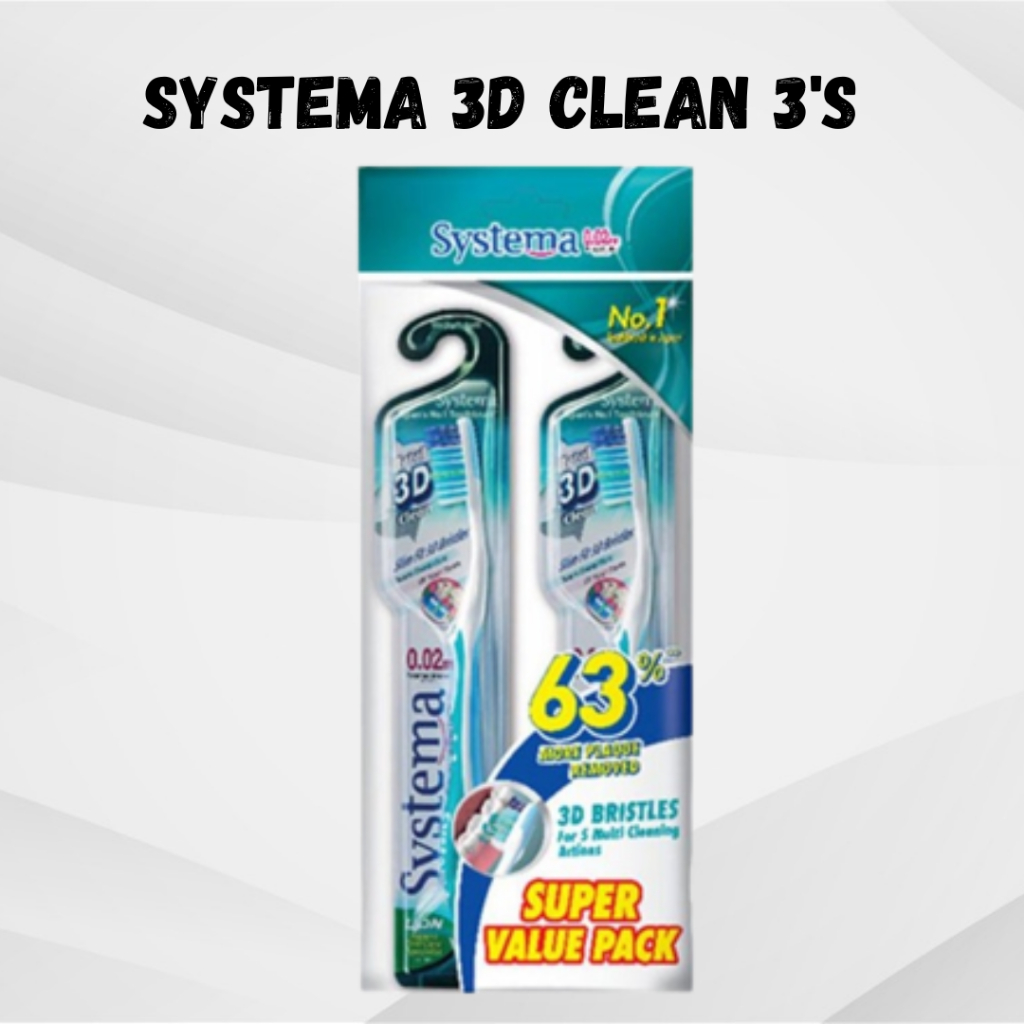 SYSTEMA Enhanced Clean Toothbrushes - 3D Clean 2PCS (Medium Soft ...