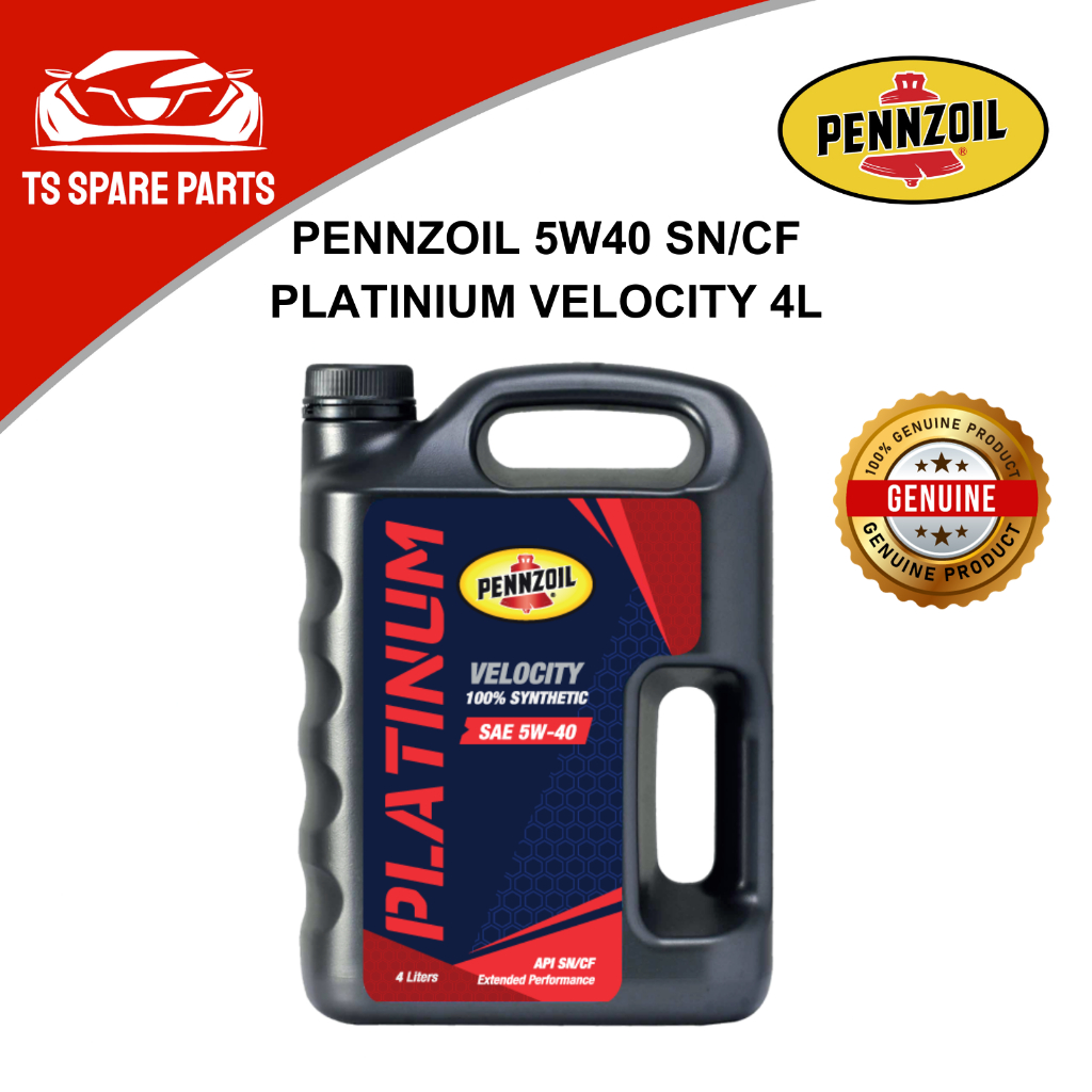 100% Original Pennzoil 5W40 SN/CF Platinum Velocity Fully Synthetic ...