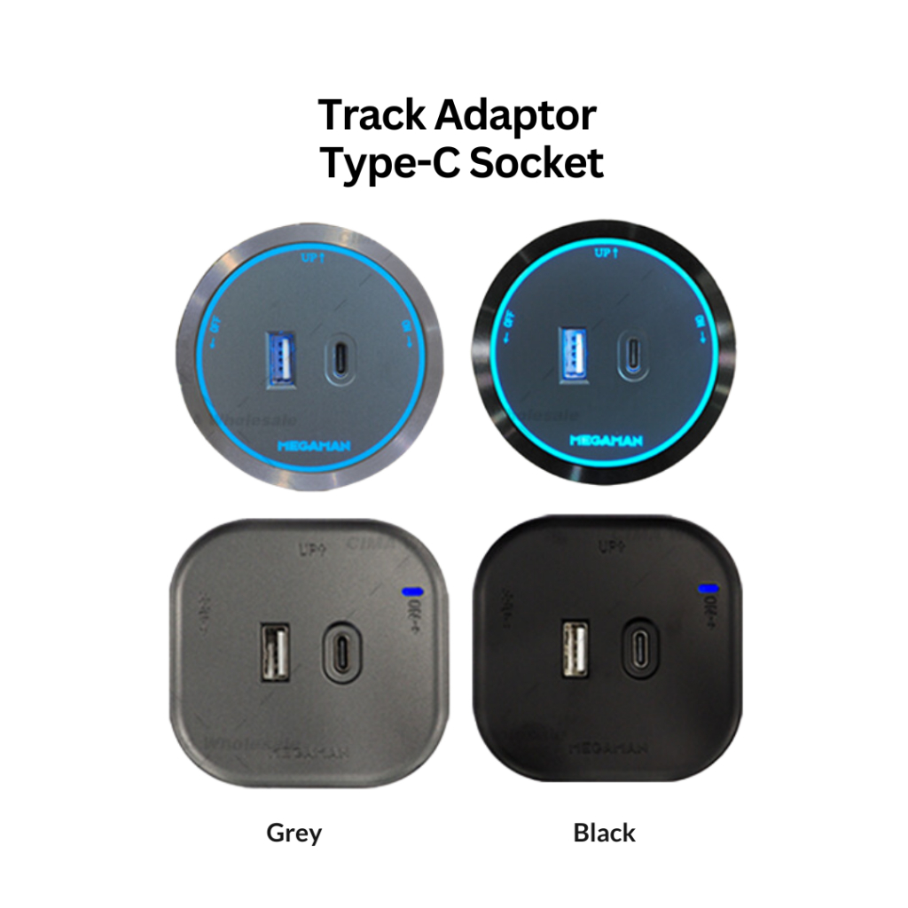Megaman Power Track Socket With Universal 13a Power Socket Usb Adapter Type C Adapter