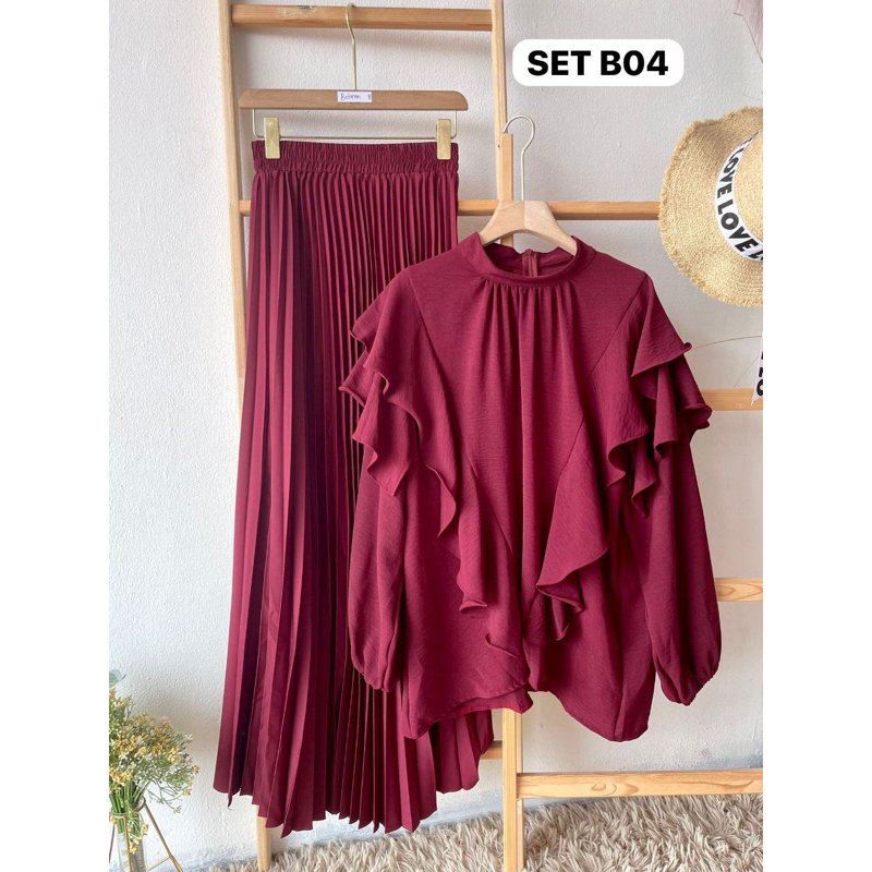 SET COMBO🔥SET COMBO BLOUSE KOSONG ROPOL B04+SKIRT PALAS/SET BLOUSE ...