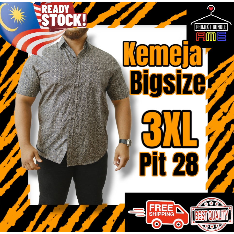 Kemeja Shirt Bigsize Oversize 3XL (Pit 28 Ukuran Dada 56 inch) | Shopee ...
