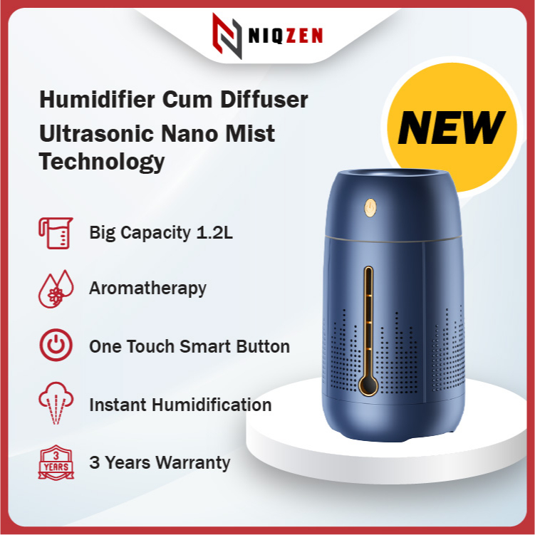 NiqZen [Ultrasonic Nano Mist] Extra Large 1.2L Capacity Humidifier ...