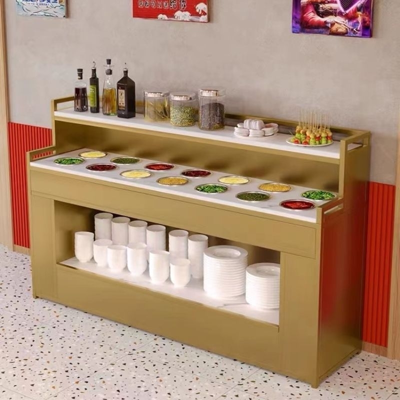 Hot pot restaurant condiment table buffet table barbecue dipping table ...