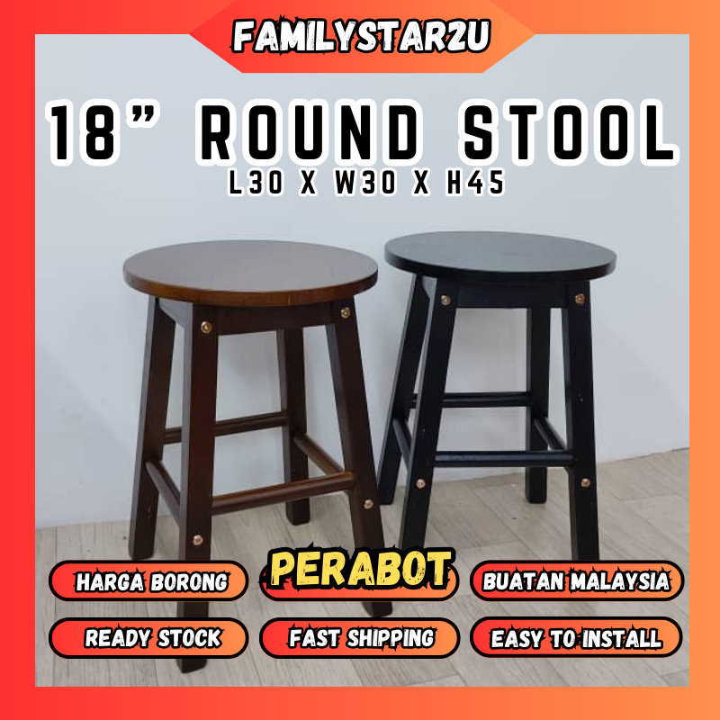 ️familystar2u - 18" Wooden Round Stool Dressing Chair Stool Makeup ...