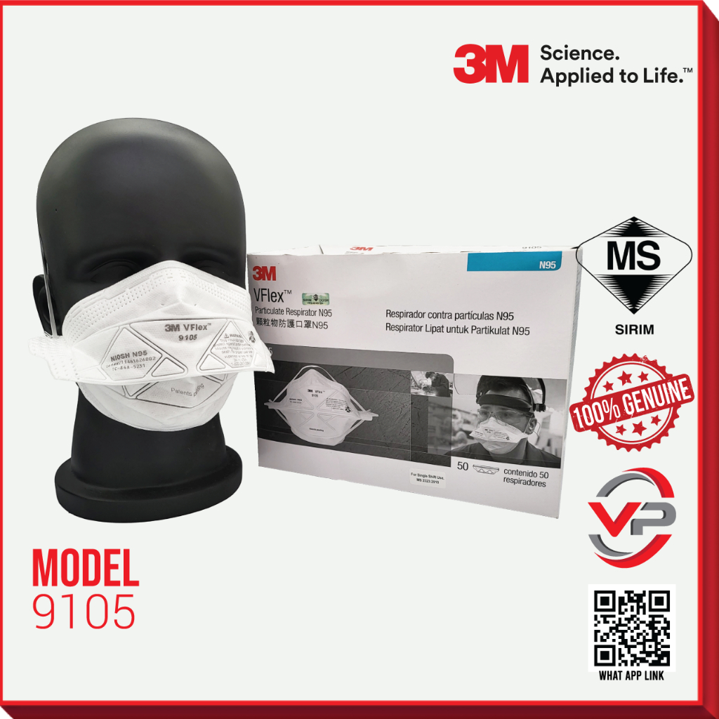 3M™ VFlex™ Particulate Respirator 9105 (NOT SMALL) Regular Size N95 ...