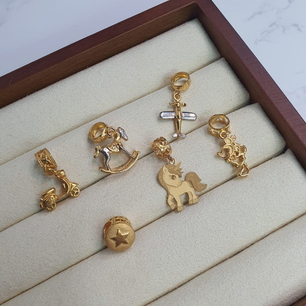 READY STOCK Pandora Charm Emas 916 Masdora Charm Gold Charm (Unicorn ...