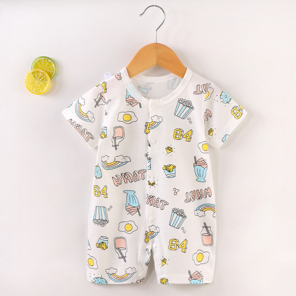 Baju Bayi Newborn Baby Clothing Cotton Romper Short Sleeve Button ...