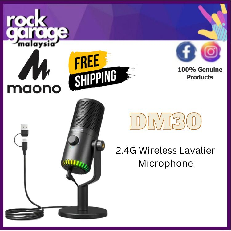 Maono DM30 USB RGB Gaming Microphone Computer Mic With Mic Gain And RGB ...