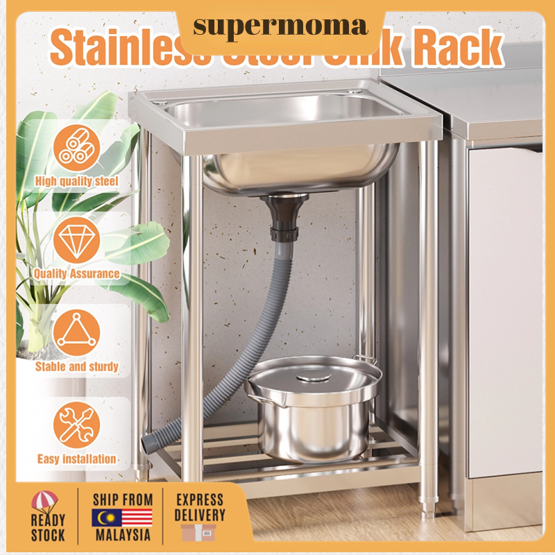 Kitchen Sink 304 Stainless Steel Single Sink With Bracket Simple Sink ...