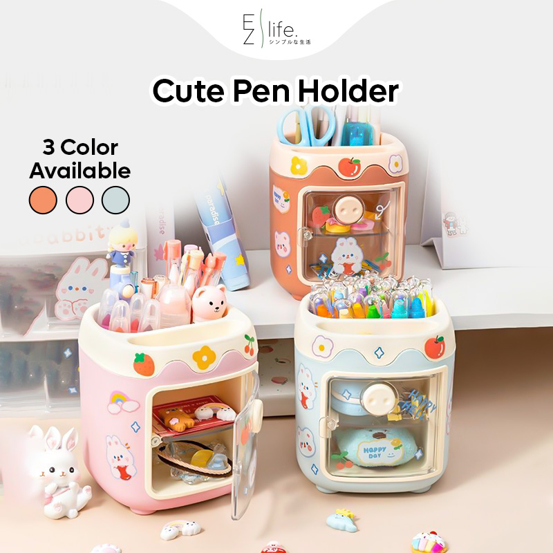 Clearance Cute Pen Holder Large Capacity Storage Barrel Sorting Grid ...