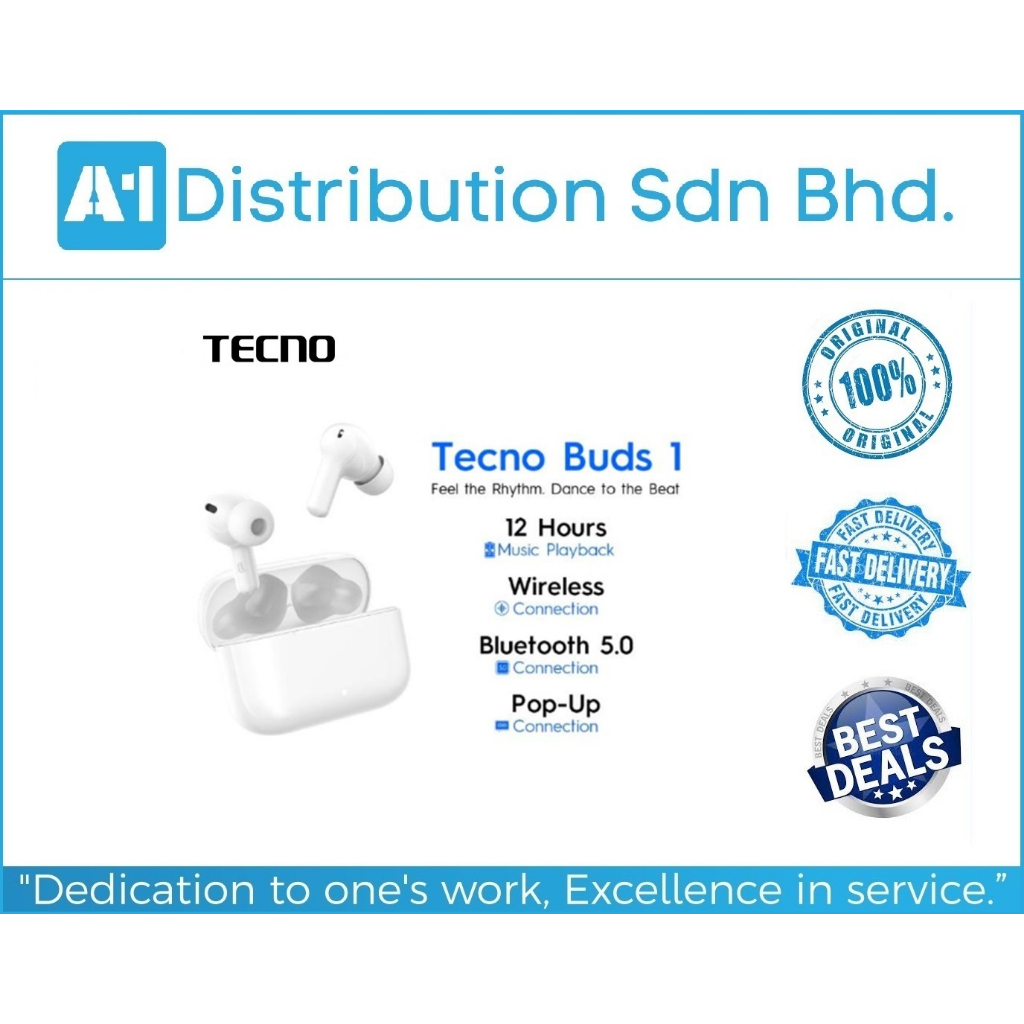 Tecno TWS True Wireless Stereo Sound Buds 1( 100% Original Tecno ...
