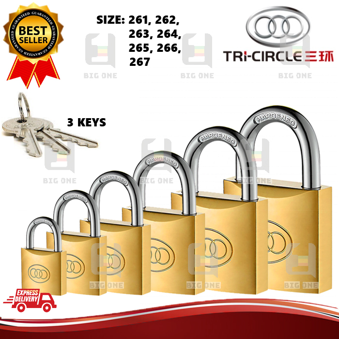 TRI-CIRCLE BRASS PADLOCK MANGGA TEMBAGAR 261 262 263 264 265 266 267 ...