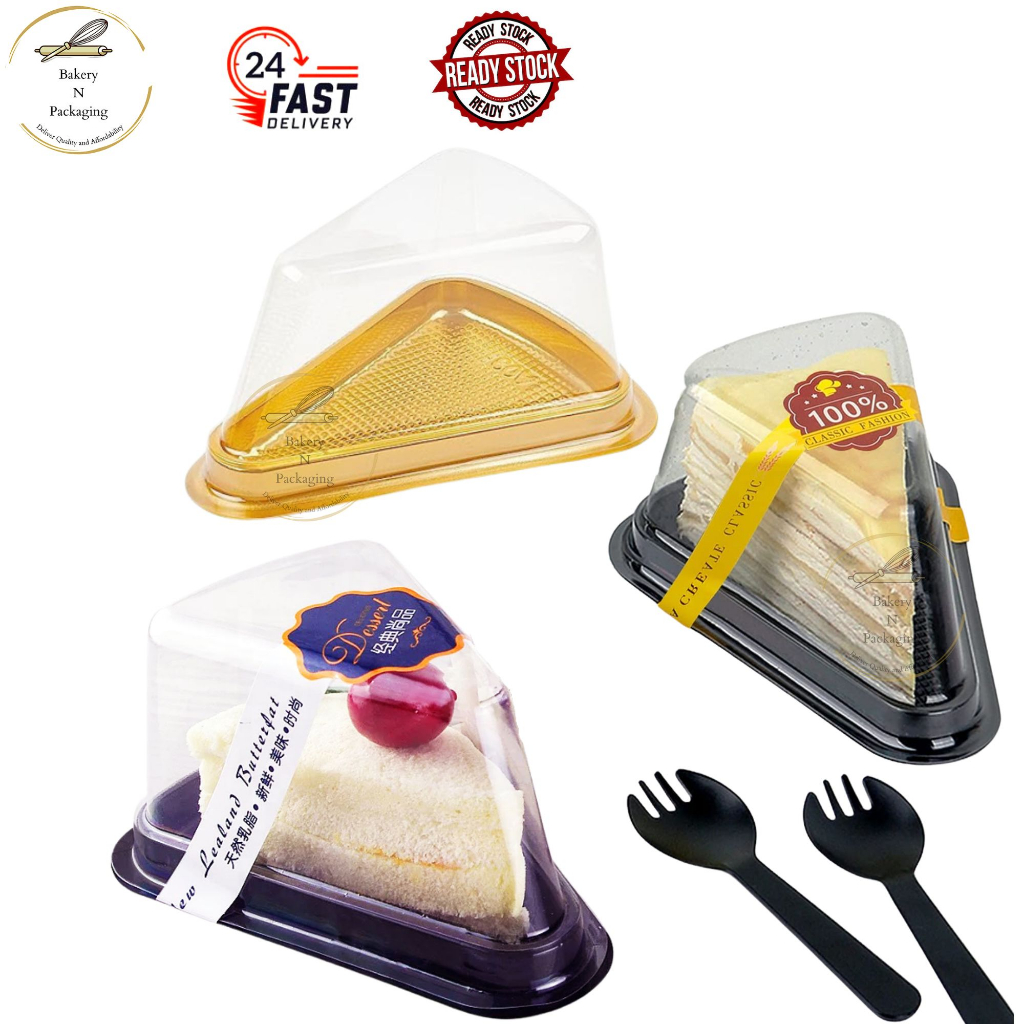 20pcs Disposable Triangle Slice Cake Clear Plastic Container Packaging ...