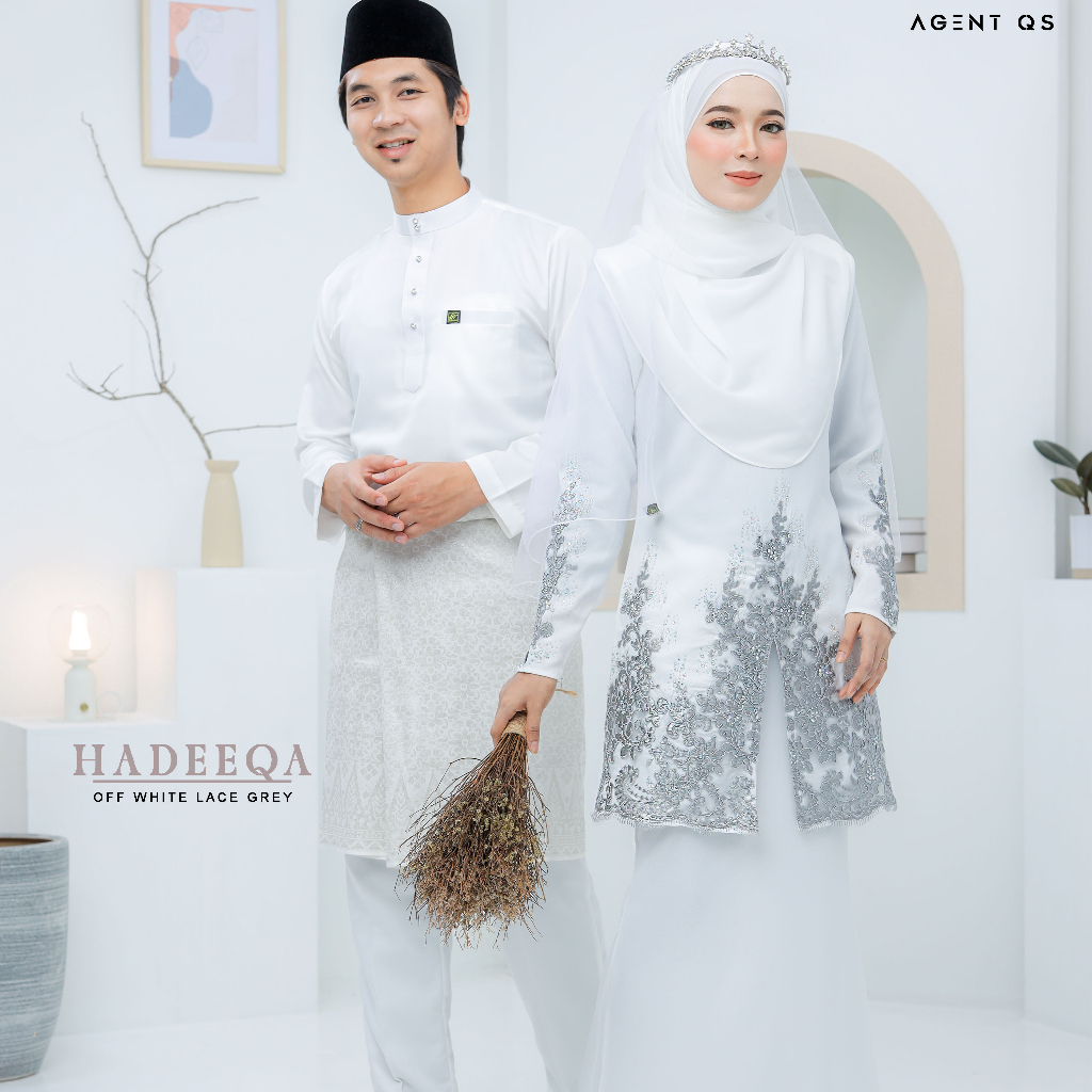 BAJU KURUNG MODEN OFF WHITE - PUTIH NIKAH TUNANG SANDING PLUS SIZE 36 ...