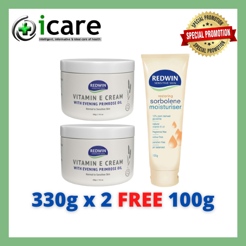 REDWIN VITAMIN E CREAM 330G X 2 FREE SORBOLENE MOISTURISER 100G | Shopee Malaysia