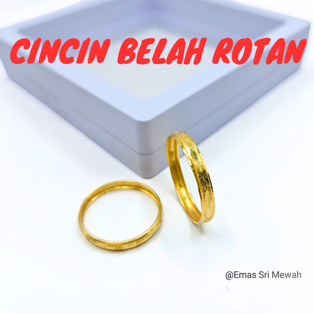 Cincin Belah Rotan Emas 916 Tulen/ Cincin Emas 916 Original/Cincin Emas ...