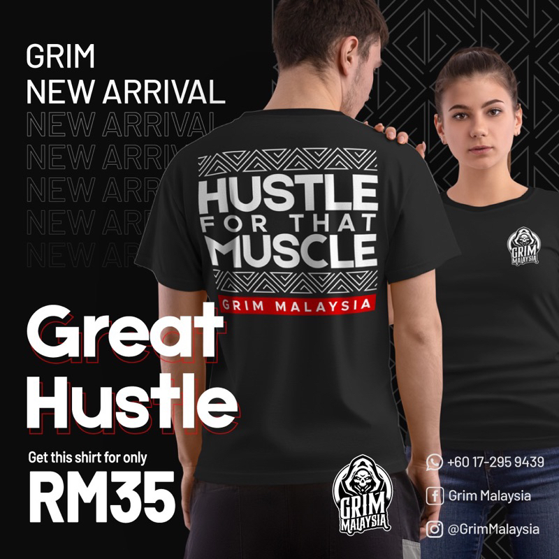 Grim Malaysia Great Hustle Gym Workout T-shirt | Shopee Malaysia