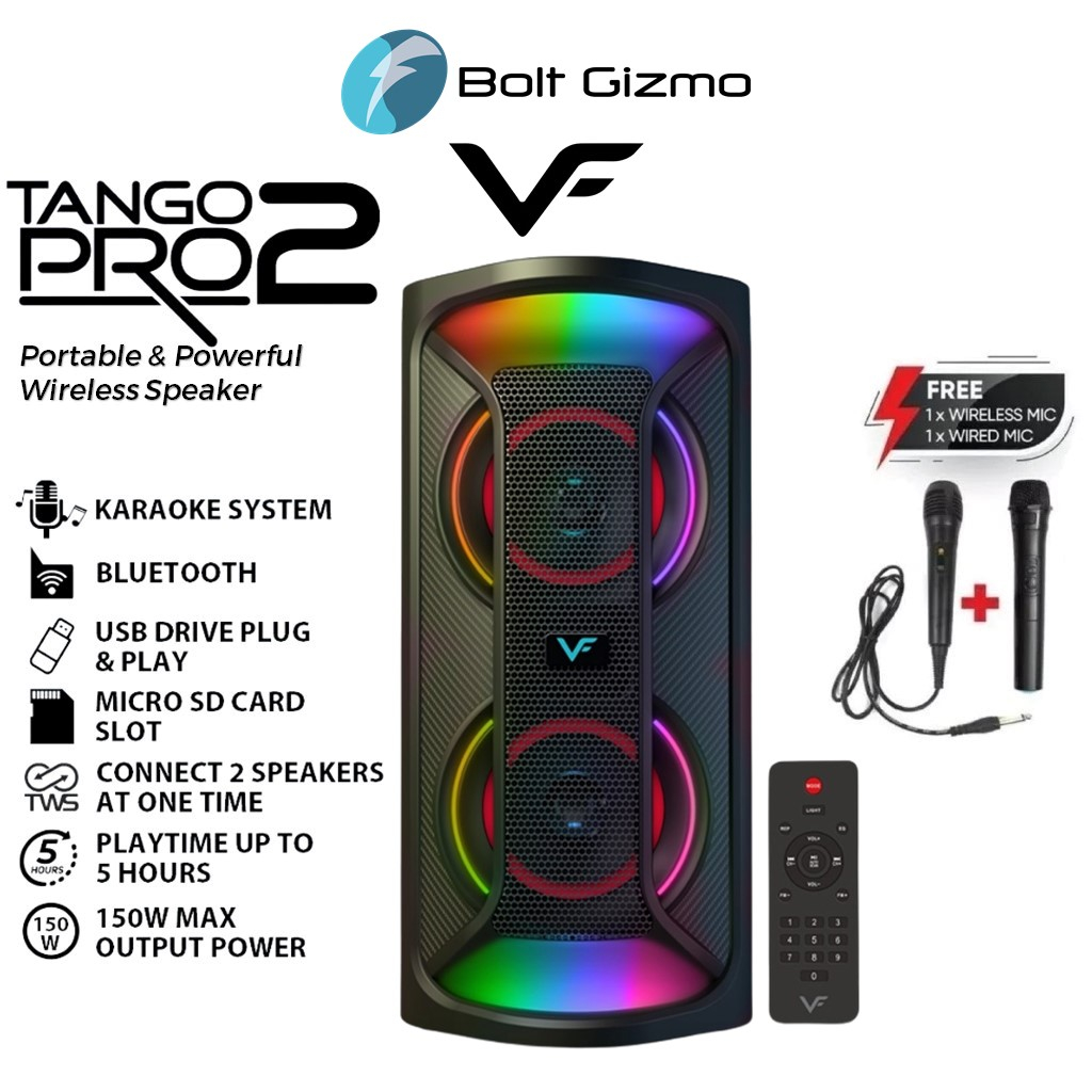 Vinnfier VF Tango Pro 2 Karaoke Potable Bluetooth Speaker 150W Max with ...