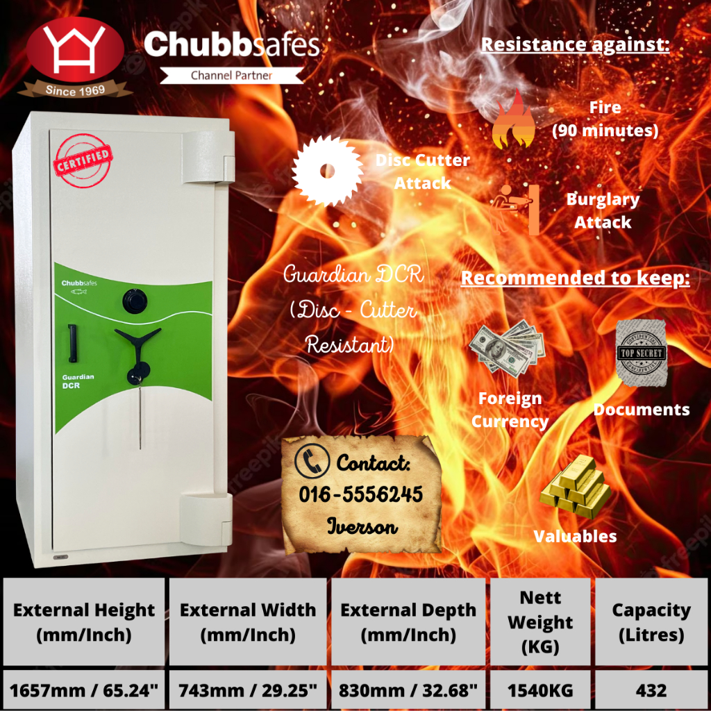 Chubb Chubbsafes Guardian DCR Keylock + Combination / Electronic Lock ...