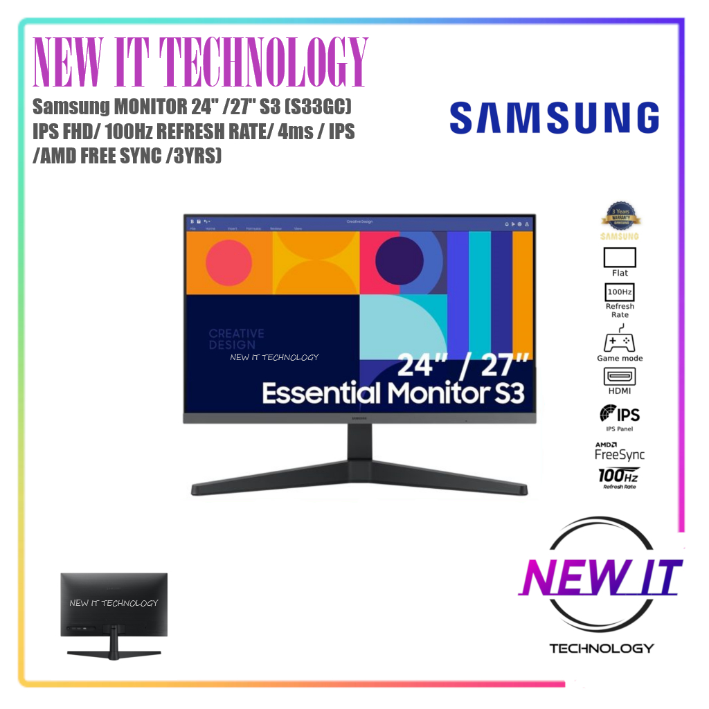 Samsung 24'' / 27'' Essential Monitor S3(S33GC) LS24C330GAEXXS ...