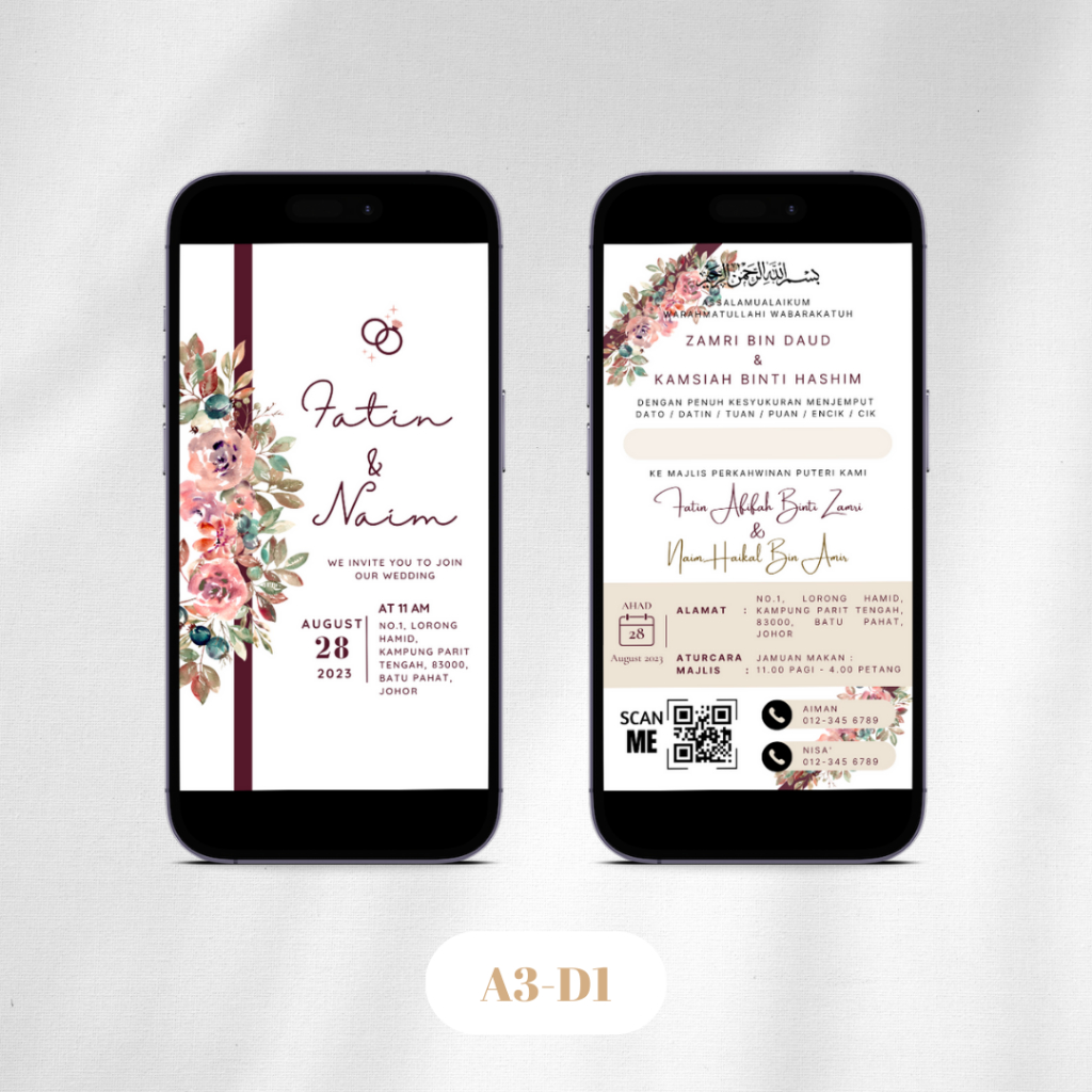 Kad Kahwin Digital, Digital Invitation Engagement, Wedding Card Digital, Jemputan Aqiqah, Kad ...