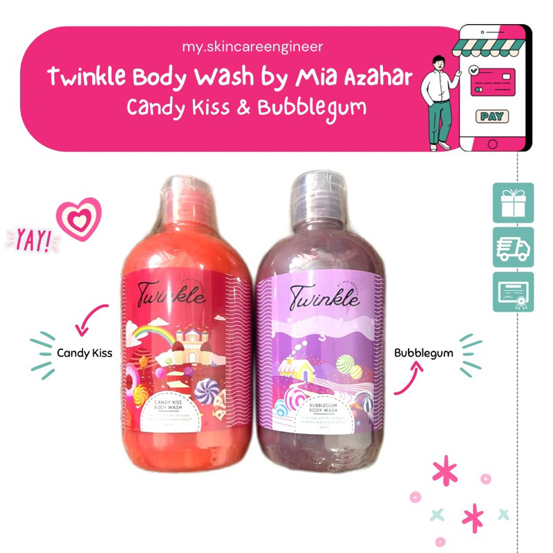 Twinkle Body Wash Candy Kiss, Bubblegum 500ml by Mia Azahar | Shopee ...