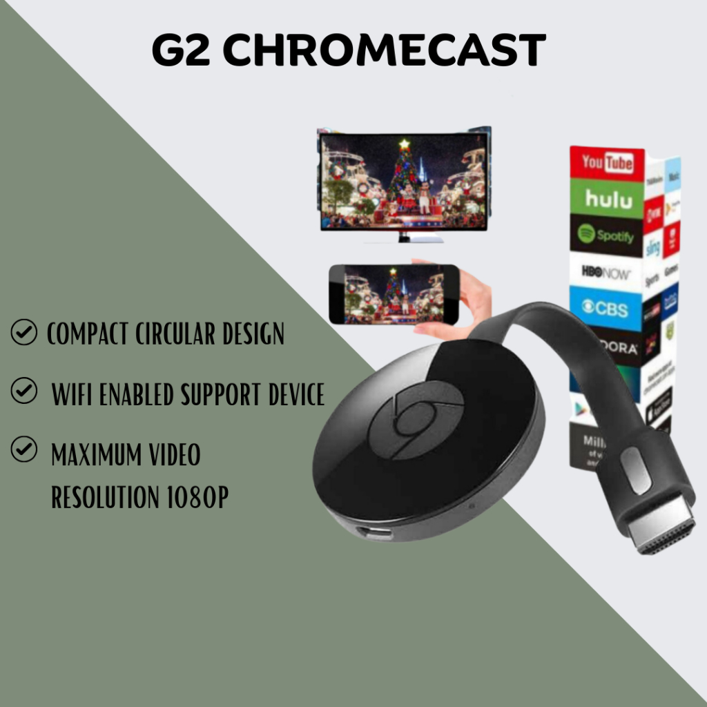 Chromecast G2 TV Streaming Wireless Anycast Mira Screen Mirrorlink HDMI ...