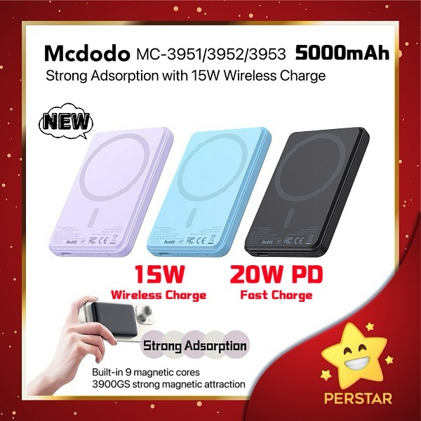 [ Original ] MCDODO MC-395 Series Super Mini 5000mAh Support 15W ...