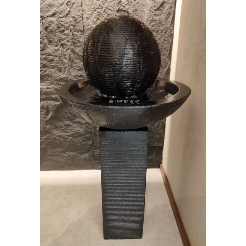 S88 Black Feng Shui Water Fountain Trophy Ball Pond Kolam Air Sandstone ...