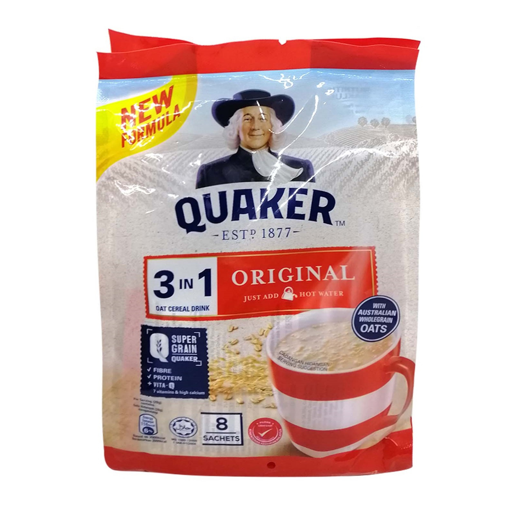 Quaker 3 in 1 Oat Cereal Drink Original (8's x 28g) | Shopee Malaysia