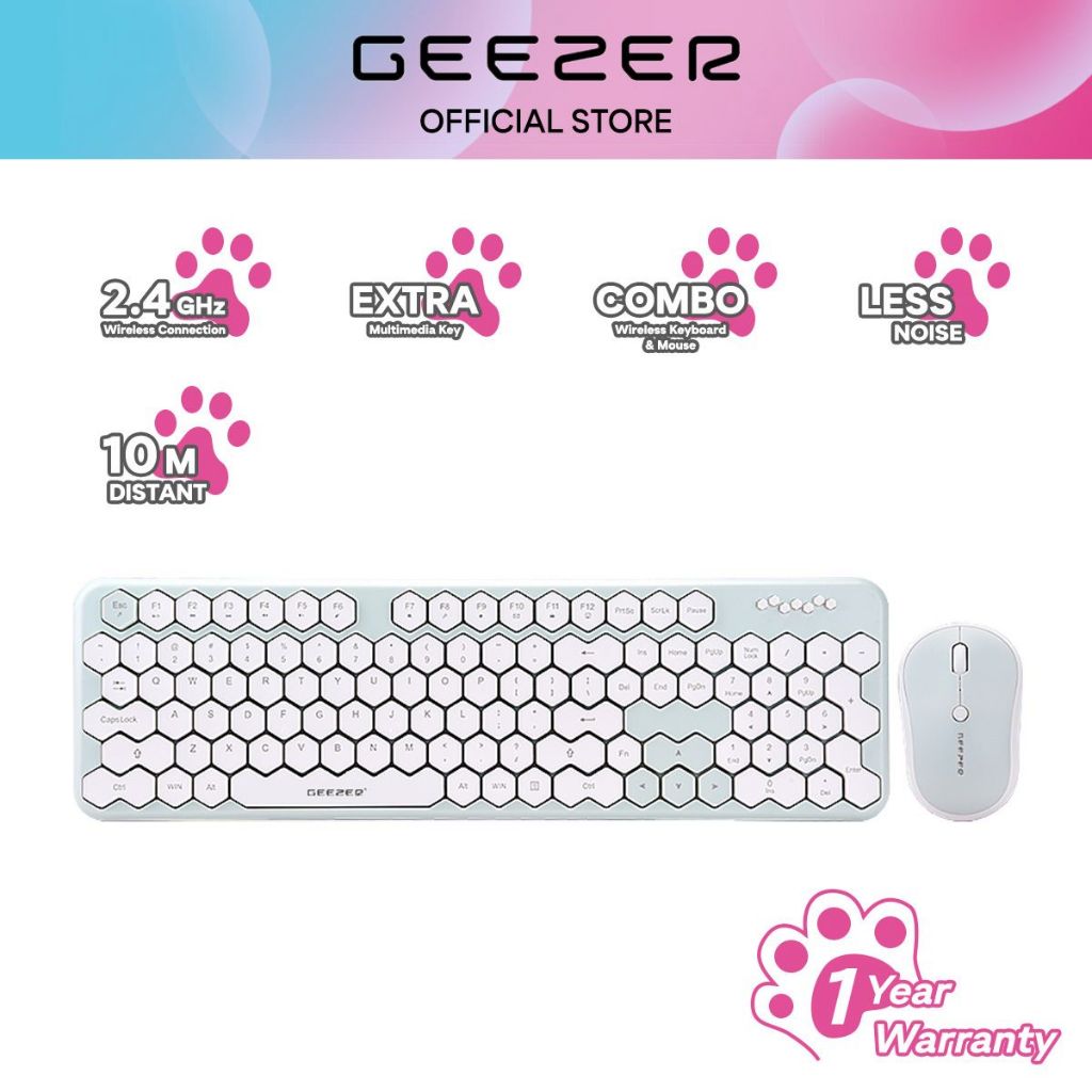 GEEZER Honey S 2.4 GHz Wireless Keyboard And Mouse Combo Set | Shopee ...