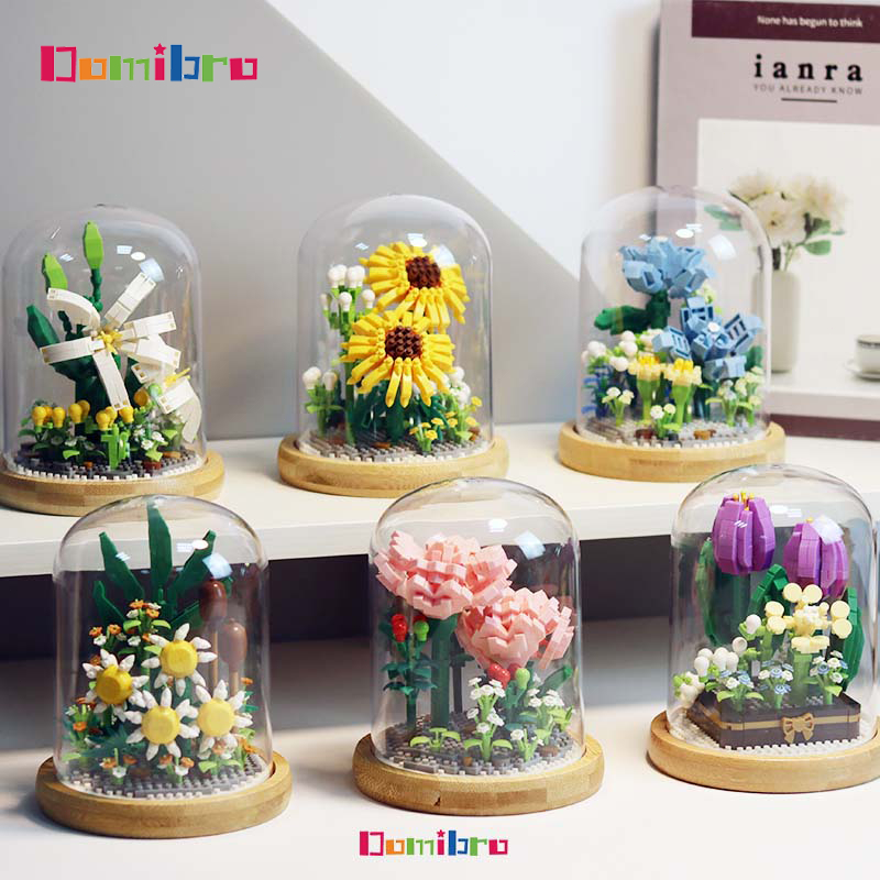 bunga Romantic Eternal Flower Building Blocks Carnation Tulip Sunflower ...