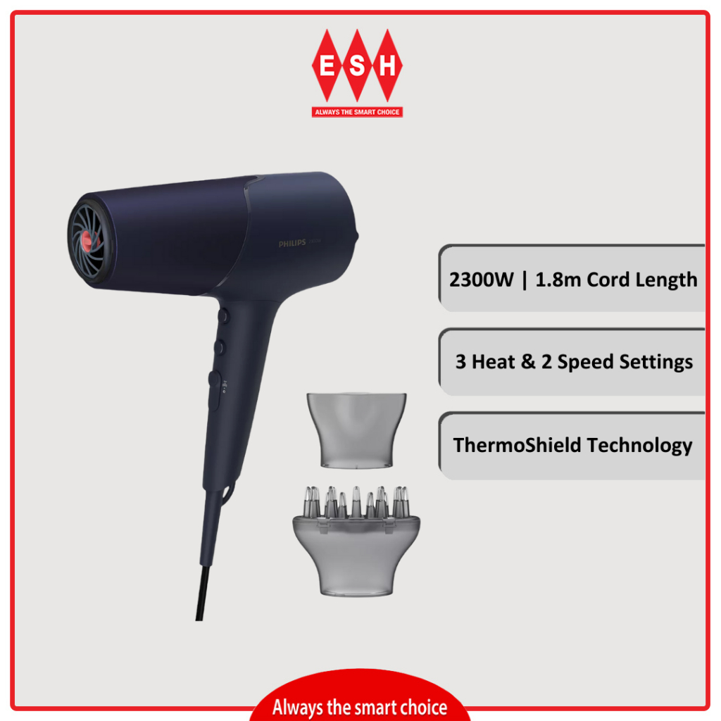 Philips BHD510 2300W Series 5000 ThermoShield Technology Hair Dryer ...