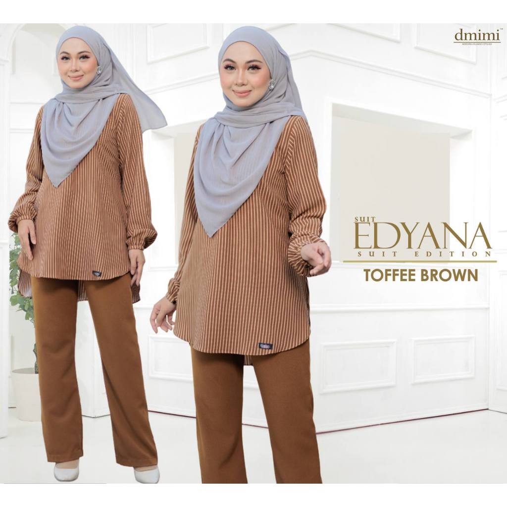 DMIMI Baju Suit Edyana Printed Striped Line Como Crepe Readystock Baju Viral 2024 | Shopee Malaysia