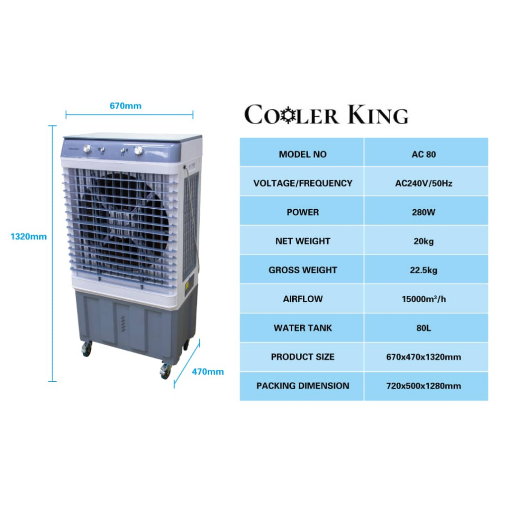 COOLER KING HEAVY DUTY FAST COOLING STRONG AIR FLOW AIR COOLER (DIRECT ...