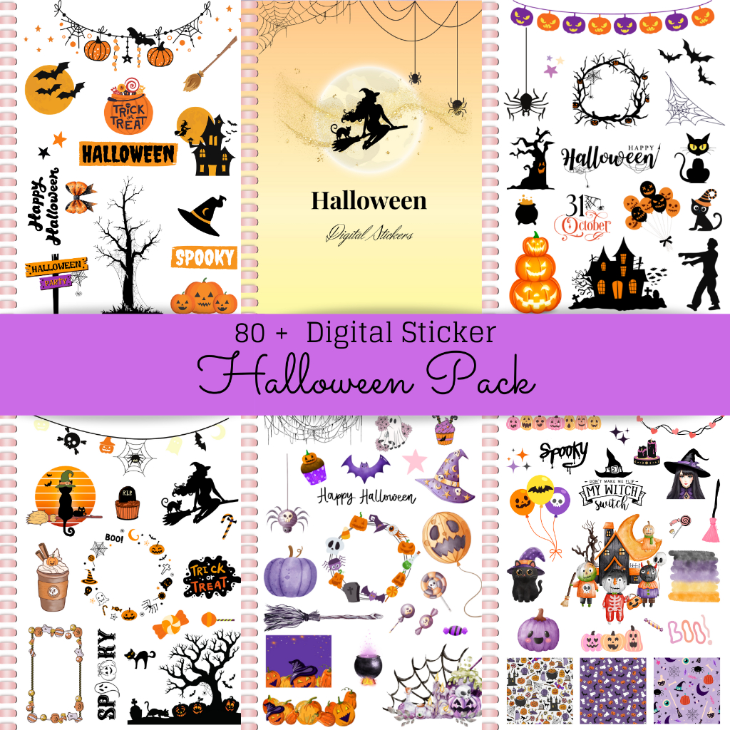 Digital Stickers for Planner Halloween Pack PNG || GoodNotes Notability ...