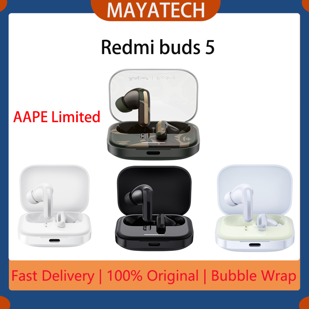 Xiaomi Redmi Buds 5 AAPE Limited Version 46dB Noise Cancelling Bluetooth 5.3 TWS Earphone 40H ...