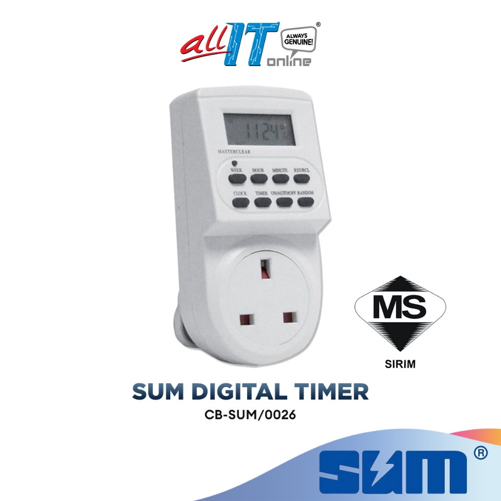 SUM Digital Programmable Timer 3-pin Plug Socket (CB-SUM/0026) | Shopee Malaysia