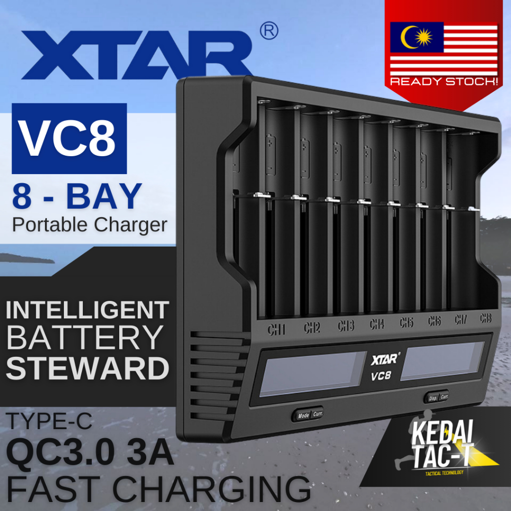 XTAR VC8 - QC3.0 NiMh / 3.6V / 3.7v Li-ion USB Battery Charger ...