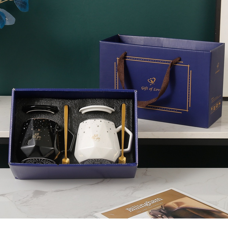 [EONMIR] custom name ceramic mug set with lid spoon gift coffee cup ...