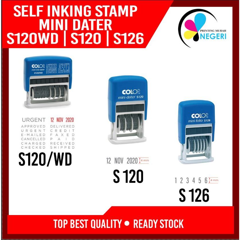 SAME DAY POS * Rubber Stamp * COLOP Self Inking Stamp Mini Dater S120 | S126 | S120WD | Shopee ...