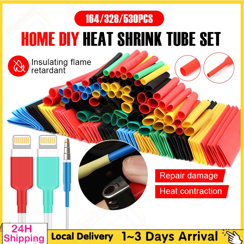🔥164/328/530PC Data Cable Protective Sleeve Multi-color Heat Shrink ...