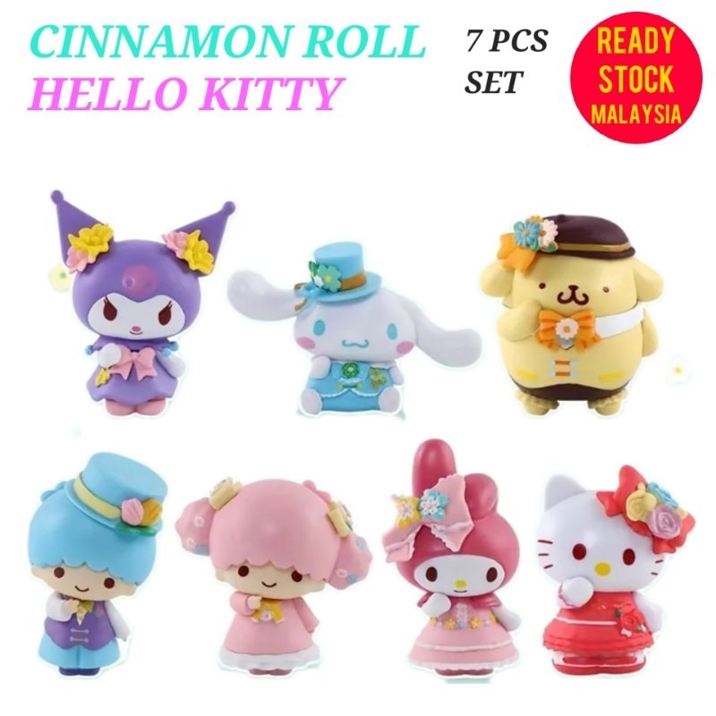 7PCS SANRIO HELLO KITTY CINNAMOROLL FIGURE QUALITY FIGURINE KUROMI ...