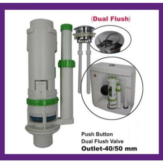 DUAL FLUSH OUTLET VALVE WITH DUAL FLUSH BUTTON, 40MM & 50MM, TECHPLAS S300A, 1 YEAR WARRANTY ...