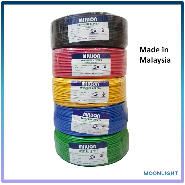 Million Cable 1.5MM 2.5MM 4MM Single PVC Insulated 100% Full Copper ...