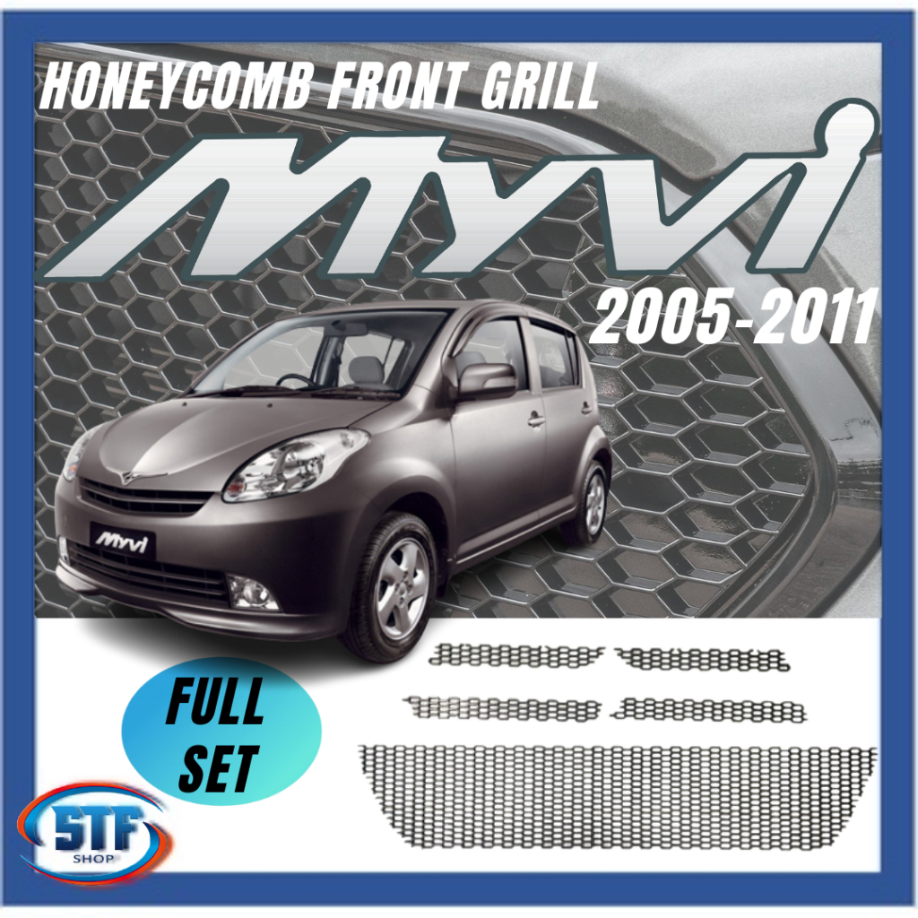Perodua Myvi 2005-2011 Ready Cut Honeycomb Grill Full Set Top Bottom ...