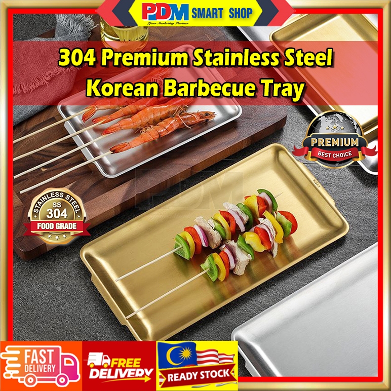 PDM 304 Stainless Steel Korean Rectangular Barbecue Plate Sushi Plate ...