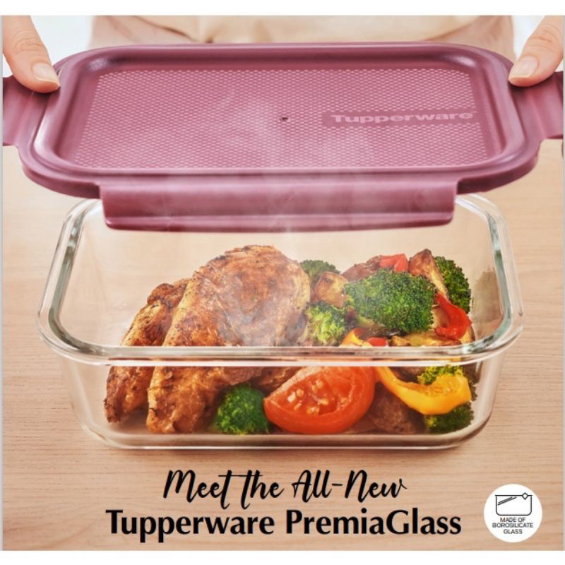 Tupperware PremiaGlass Rectangular 1.0L Liquidtight No Leak | Shopee ...